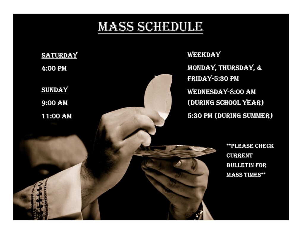 Mass Schedule | Our Lady of Angels Catholic Church